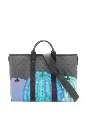 LOUIS VUITTON 2021-2026 Yayoi Kusama Monogram Eclipse Reverse Pumpkin Weekend Tote Satchel - Grey
