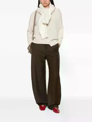 Liviana Conti Asymmetric Hem Round Neck Sweater - Neutrals