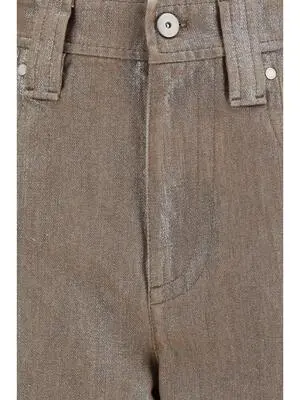 Brunello Cucinelli Lurex Wide-leg Jeans - Cream