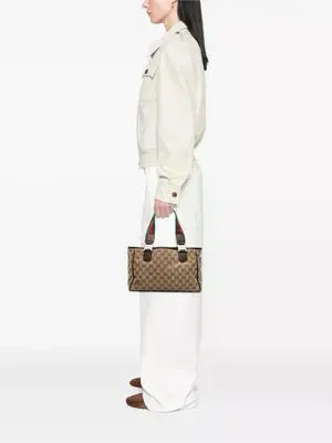 Gucci Gg Canvas Web Horsebit Tote Bag