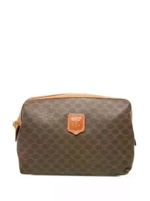 Celine 1997 Macadam Coated Canvas Cosmetic Pouch - Brown