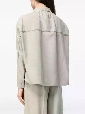 Fabiana Filippi Concealed Button Shirt With Classic Collar And Curved Hem