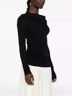 ENTIRE STUDIOS Draped Long-sleeve Top - Black