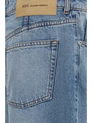 AMI Paris Cotton Wide-leg Jeans - Blue