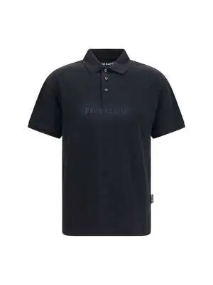 Palm Angels Cotton Polo With Embroidered Logo - Black