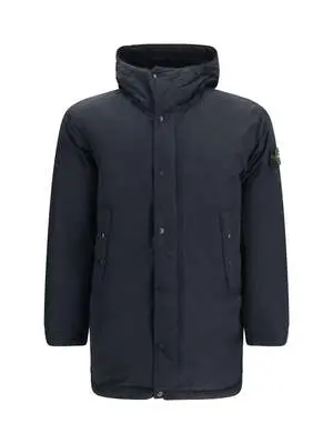 Stone Island Long Down Jacket With Hood