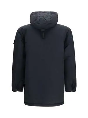 Stone Island Long Down Jacket With Hood