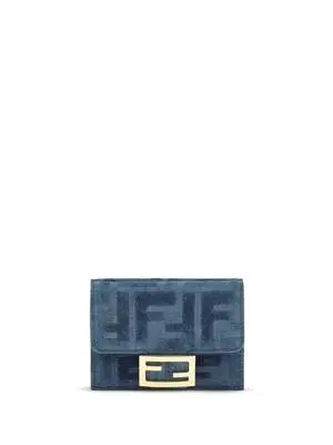 Fendi Trifold Wallet With Ff Monogram In Jacquard - Blue