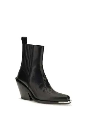 Rabanne Leather Cowboy Ankle Boots
