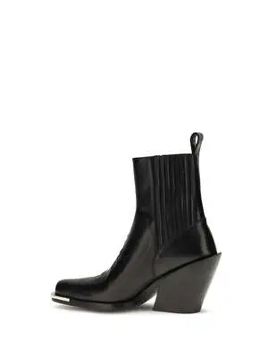 Rabanne Leather Cowboy Ankle Boots