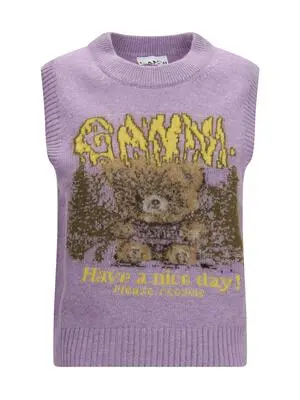 GANNI Teddy Alpaca And Wool-blend Vest - Gray