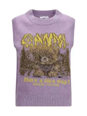 GANNI Teddy Alpaca And Wool-blend Vest - Gray