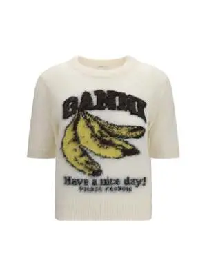 GANNI Alpaca Graphic Knit T-shirt