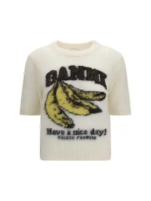 GANNI Graphic Alpaca Knit T-shirt - Multicolor