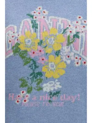 GANNI Floral Wool Sweater - Blue