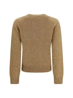 GANNI Teddy Brushed Alpaca Crewneck Sweater - Cream