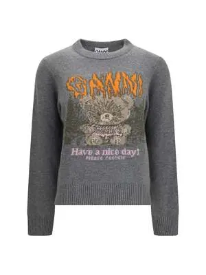 GANNI Teddy Wool Sweater - Gray