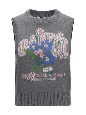 GANNI Wool Floral Knit Vest