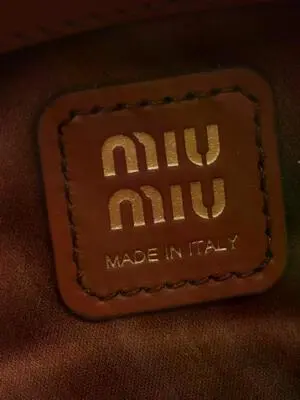 Miu Miu Beau Embossed Logo Leather Tote Bag