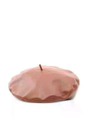 Dior Leather Beret Hat - Brown