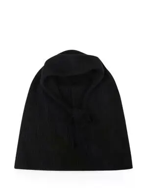 Federica Tosi Ribbed-knit Drawstring Balaclava - Black