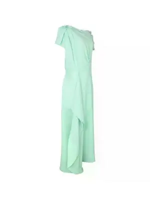 LOODYANA Beaded Shoulder Pleated Sleeve Maxi Dress