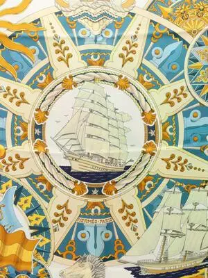 Hermès 2010s L'air Marin Scarf - White
