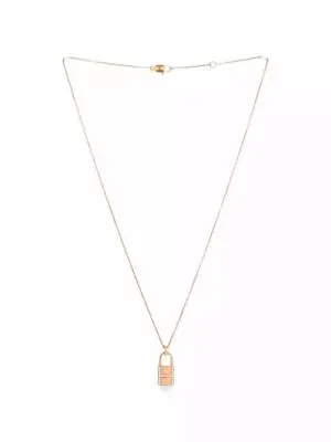 Hermès Amulettes Cadenas 18k Rose Gold Diamond Pendant Necklace - Pink