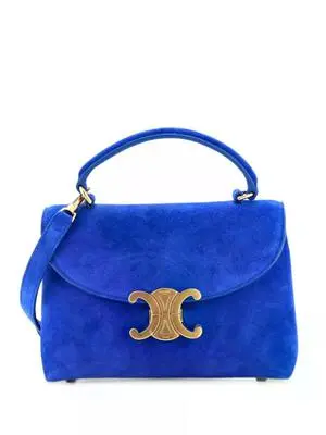 Celine Nino Top Handle Bag Suede Teen Shoulder Bag - Blue