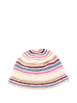 N°21 Crochet-knit Striped Beanie Hat - Neutrals