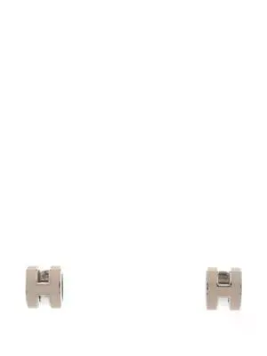 Hermès 2010s Mini Pop H Earrings - Silver