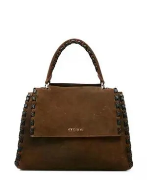Orciani Braided-trim Suede Shoulder Bag - Brown