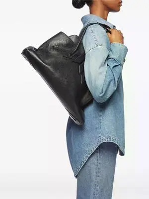 Attico Medium La Passeggiata Pebbled Leather Shoulder Bag