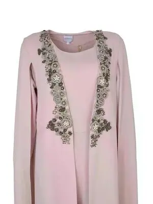 LOODYANA Bead-embellished Cape Maxi Dress