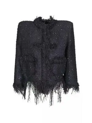 Matieres Fecales Sequin-embellished Frayed Jacket - Black