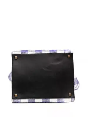 Celine 2014 Medium Gingham Raffia Luggage Phantom Tote Bag