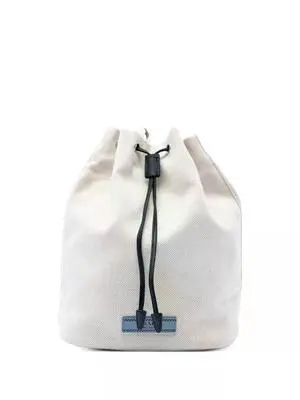 Prada Prada Canvas Mistolino Drawstring Pouch White
