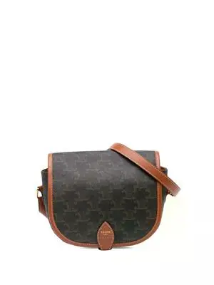 Celine 2022 Medium Triomphe Coated Canvas Folco Crossbody Bag