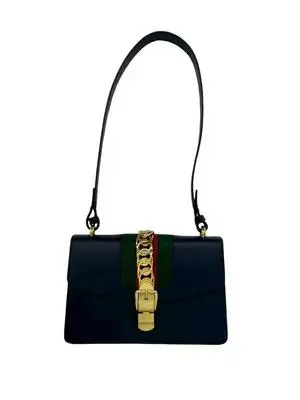 Gucci 2000-2015 Small Calfskin Web Sylvie Satchel - Blue