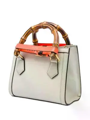 Gucci Mini Calfskin Bamboo Diana Satchel - White