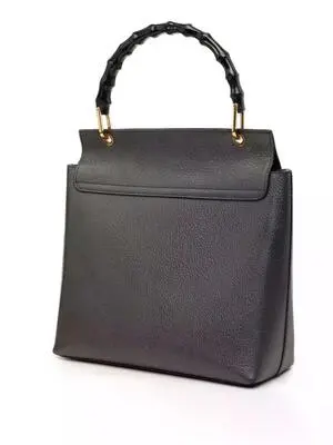 Gucci 20th Century Calfskin Bamboo Flap Top Handle Bag Satchel