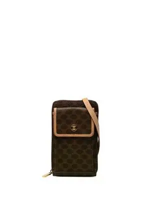 Celine 2000 Macadam Coated Canvas Wallet With Strap Crossbody Bag