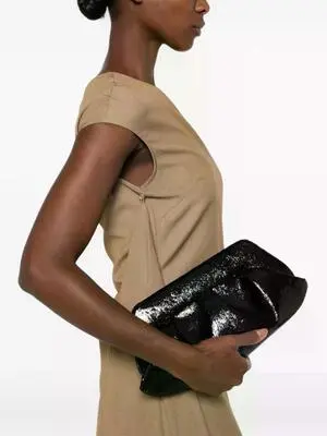 THEMOIRE Bios Ruched Metallic-effect Clutch Bag