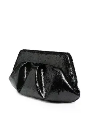 THEMOIRE Bios Ruched Metallic-effect Clutch Bag