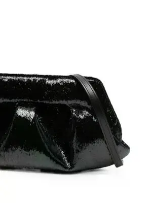THEMOIRE Bios Ruched Metallic-effect Clutch Bag