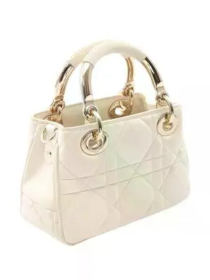 Dior Embossed Calfskin Lady Bag - White