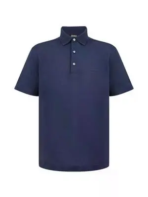 Zegna Navy Cotton Piquet Polo Shirt - Blue