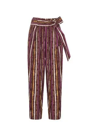 EXQUISE Multicolor Striped Cropped Trousers