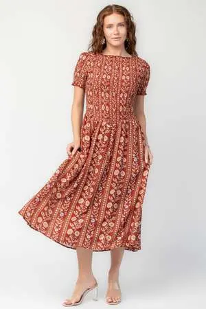 XH TEXTILES Rhonda Smocked Midi Dress