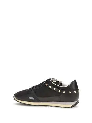 Valentino Garavani Stud Up Sneakers In Leather And Nylon - Black
